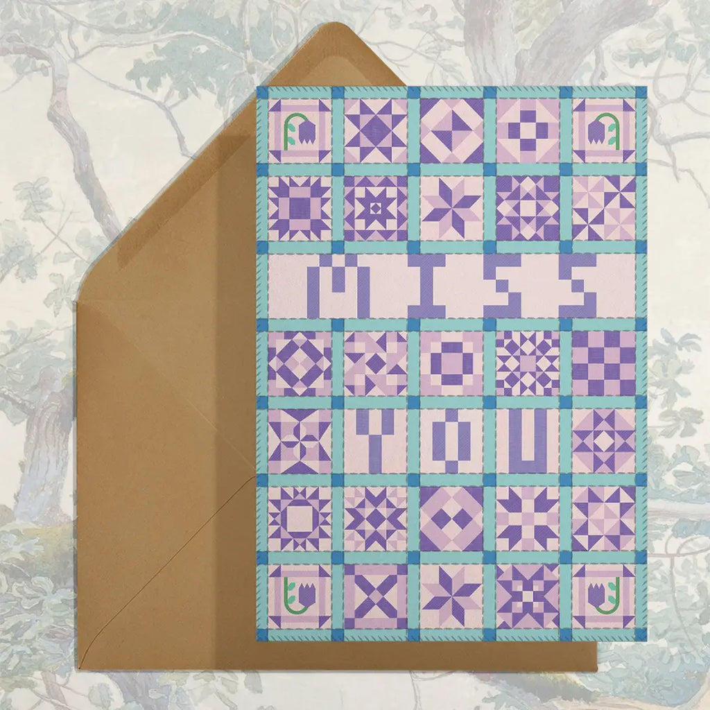 Miss You Patchwork Quilt Card – Brooklyn Craft Company