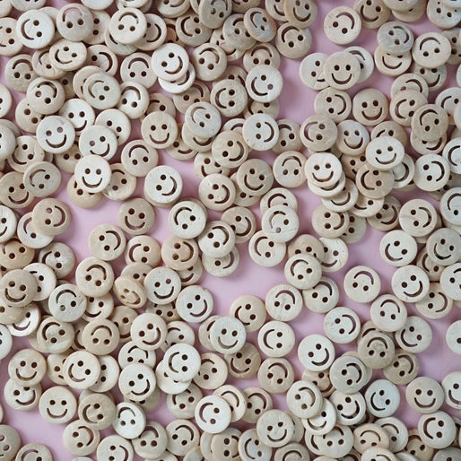 Smiley Face 1/2" Wood Buttons – Brooklyn Craft Company